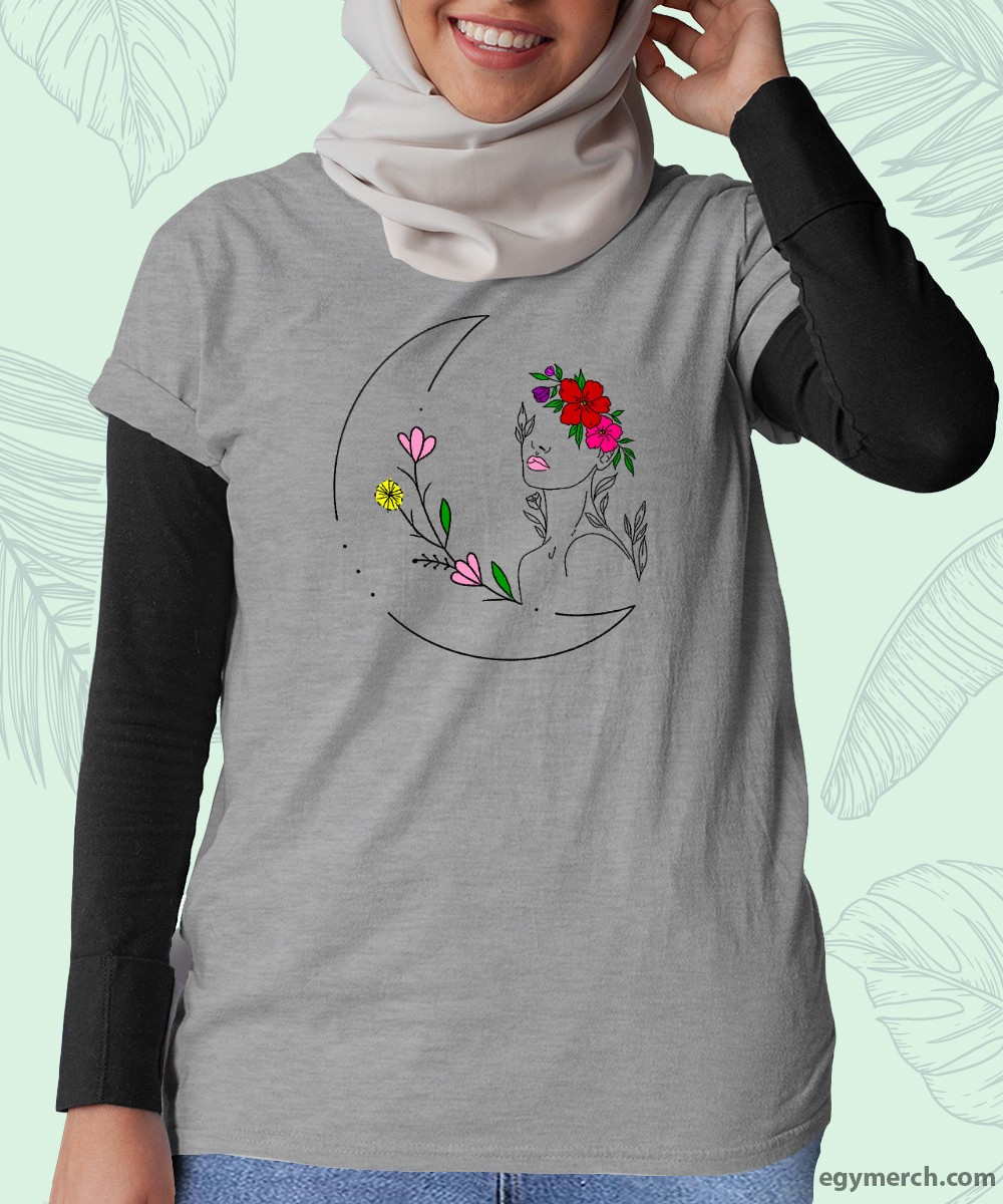 design moon and girl face art | EgyMerch