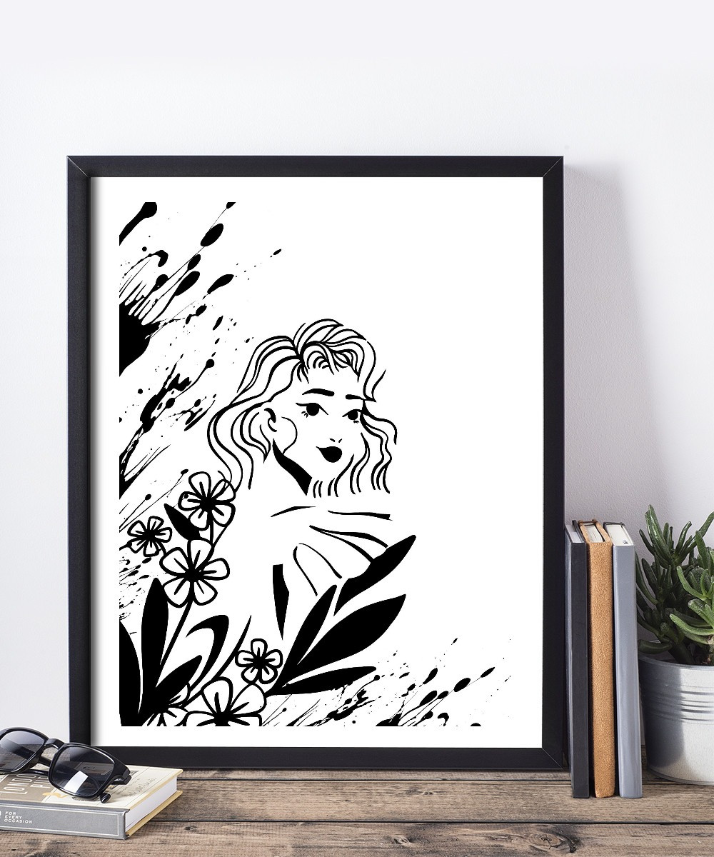 Girly black and white art | EgyMerch